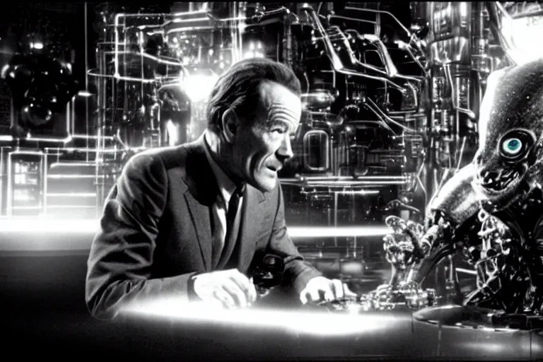 film still of bryan cranston and a cybernetic creature | Stable ...