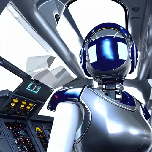 metallic female robot fighter pilot with shiny metal | Stable Diffusion ...