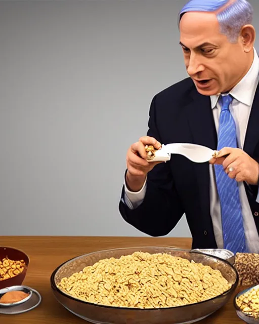 benjamin netanyahu breakfast cereal product photo | Stable Diffusion ...