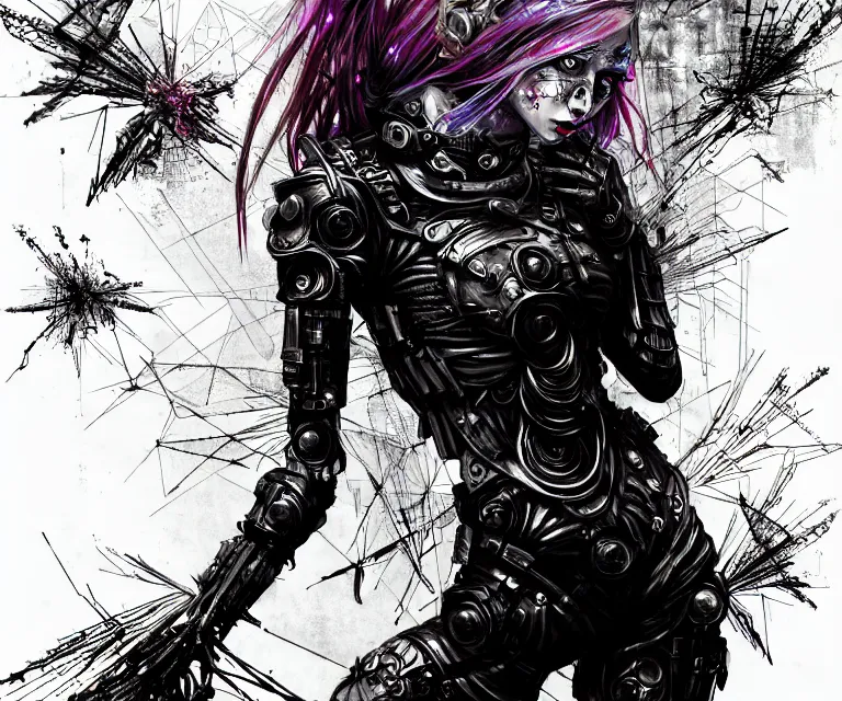 gothic mute hybrid cyborg warrior girl wearing cybor | Stable Diffusion