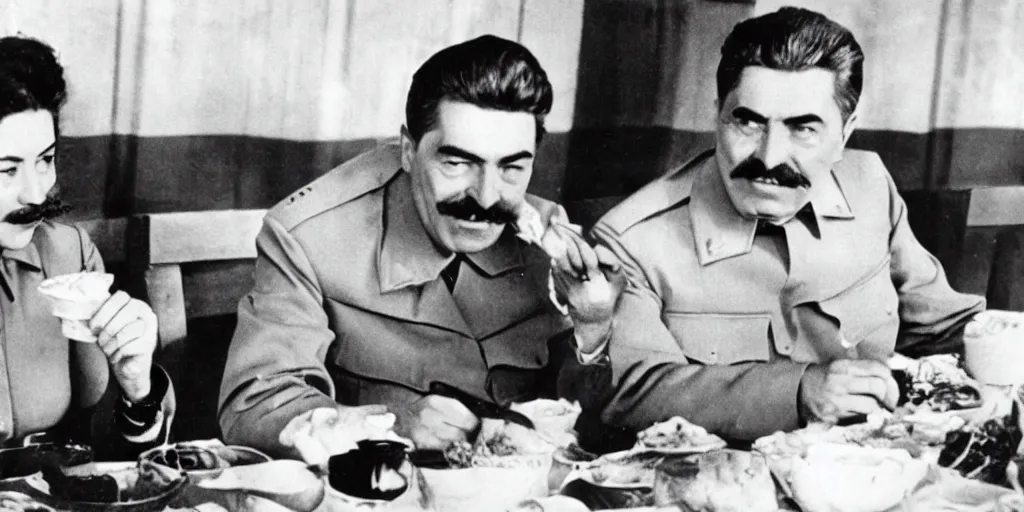 Joseph Stalin and Maria Sharapova eating lunch, 4k | Stable Diffusion ...