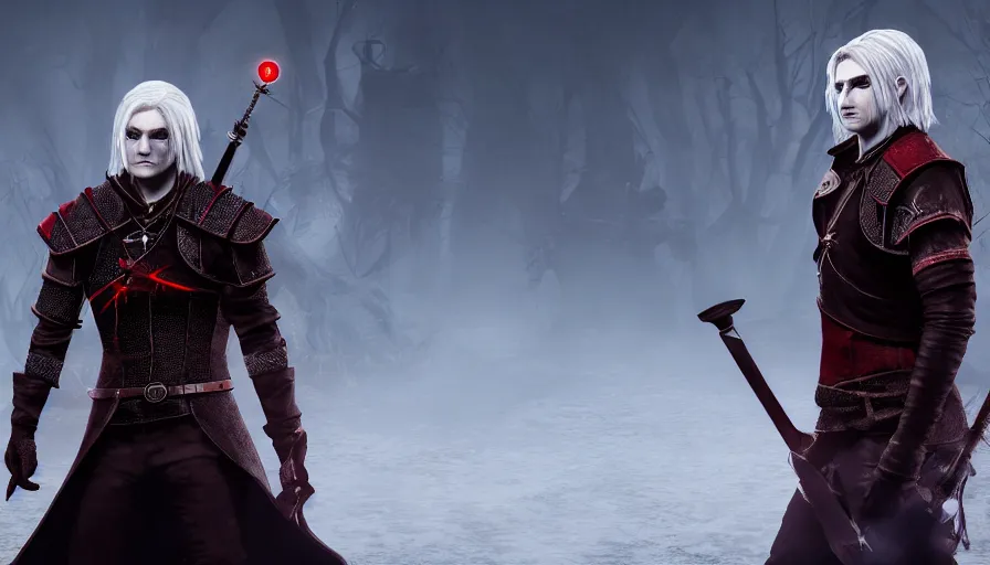 a digital art portrait of a young vampire witcher with | Stable ...