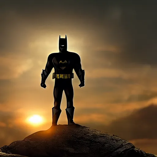 an film still of batman standing beyond sunset | Stable Diffusion | OpenArt
