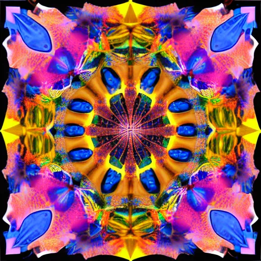 a collage of papers, fractal, kaleidoscope, colorful. | Stable Diffusion | OpenArt