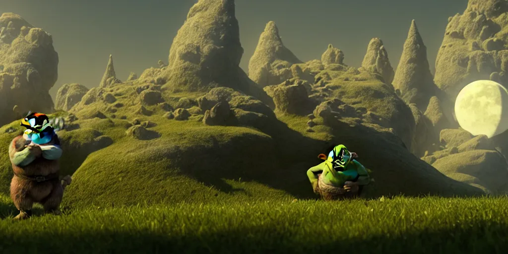 shrek as a moon, volumetric light, detailed, | Stable Diffusion
