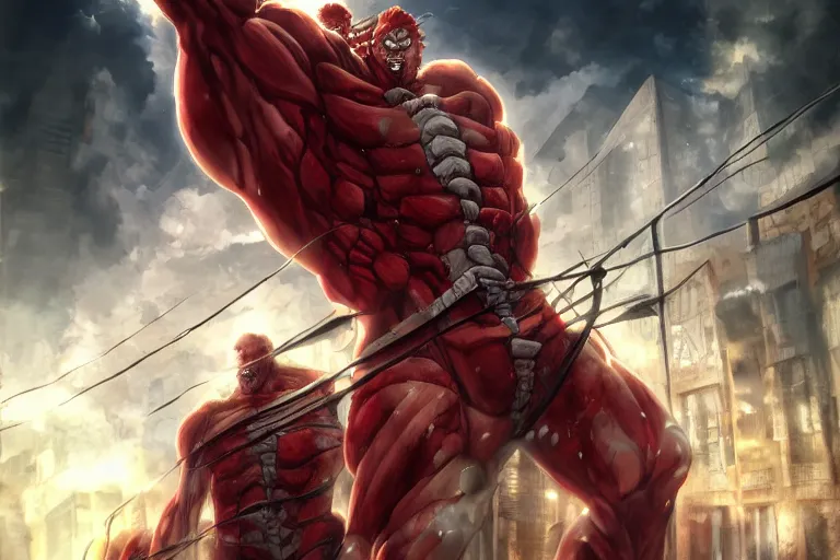 a colossal titan smashing buildings in the city, | Stable Diffusion ...