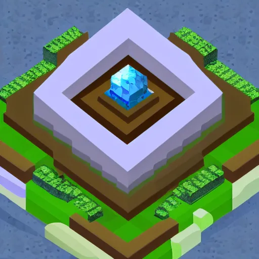 isometric view of a big stone with encrusted diamonds | Stable Diffusion | OpenArt