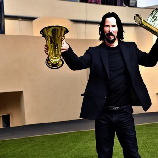keanu reeves playing fanfare | Stable Diffusion | OpenArt