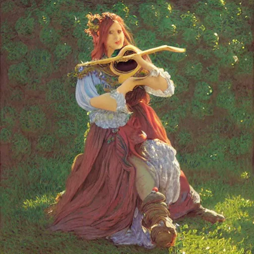 Cute Bard Girl playing a lute, trending on Pixiv, | Stable Diffusion ...