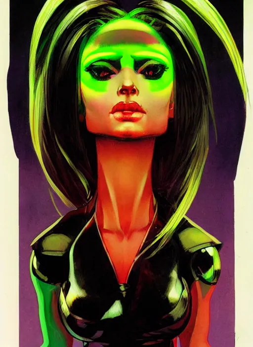 portrait of female evil android, neon hair, glowing | Stable Diffusion ...