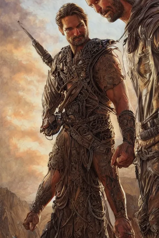 Josh Holloway and Evangeline Lilly as a ruggedly | Stable Diffusion ...