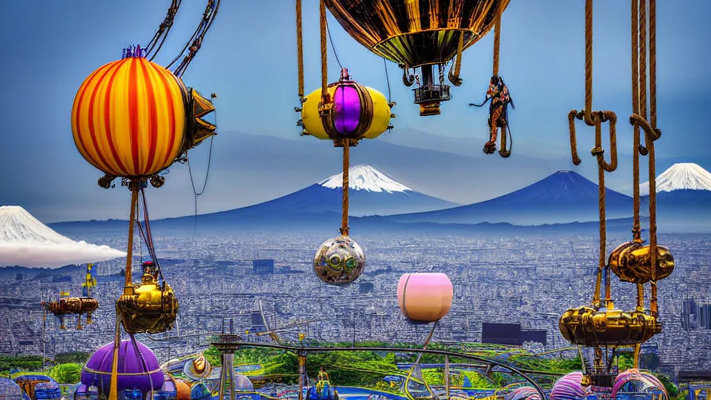 large colorful futuristic space age metallic steampunk | Stable ...