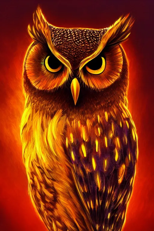 radiant owl, glowing amber, autumn colours, highly | Stable Diffusion ...