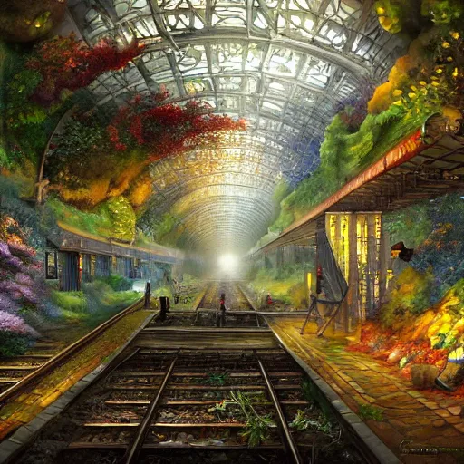 overgrown subway station cryengine render by android | Stable Diffusion