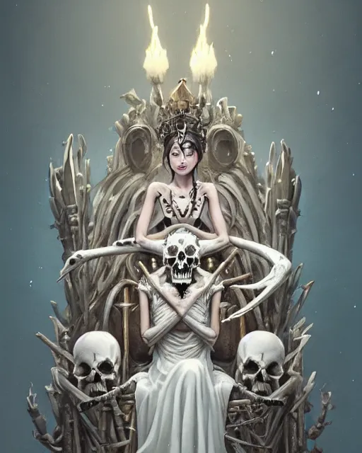 illustration of a bone queen sitting on her throne, | Stable Diffusion ...