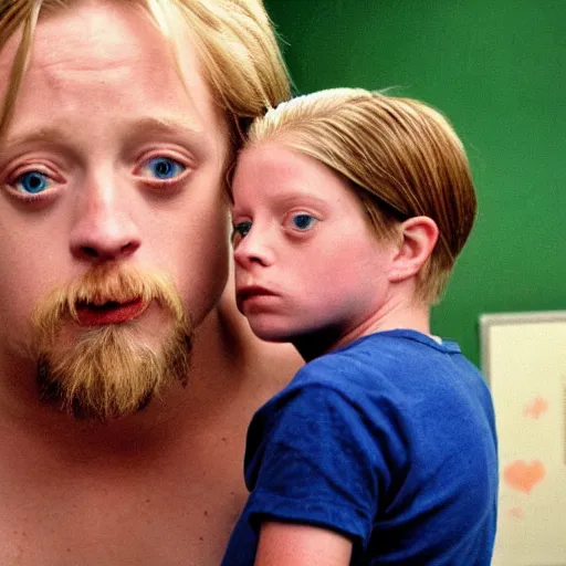 An older Macaulay Culkin with lewd tattoos covering | Stable Diffusion ...