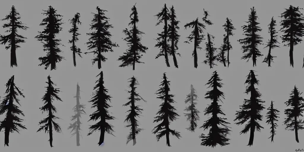 elaborate concept art sketches of spruce trees in a | Stable Diffusion