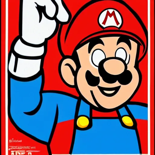 oviet propaganda poster of super mario looking at the | Stable ...