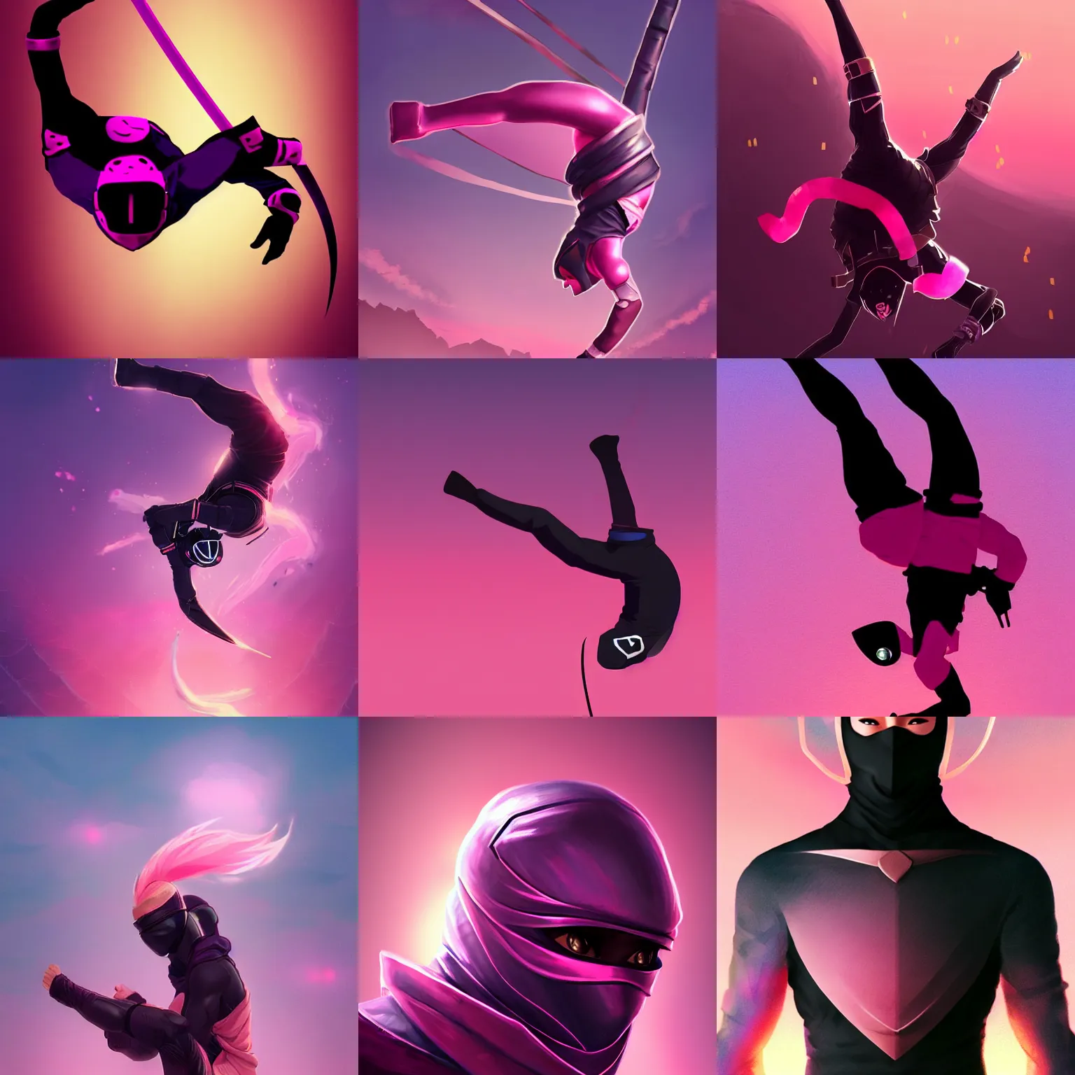 ninja, doing a backflip, metallic mask around the | Stable Diffusion ...