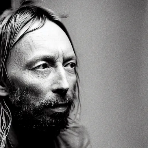 Thom Yorke singer songwriter long beard, a photo by | Stable Diffusion | OpenArt
