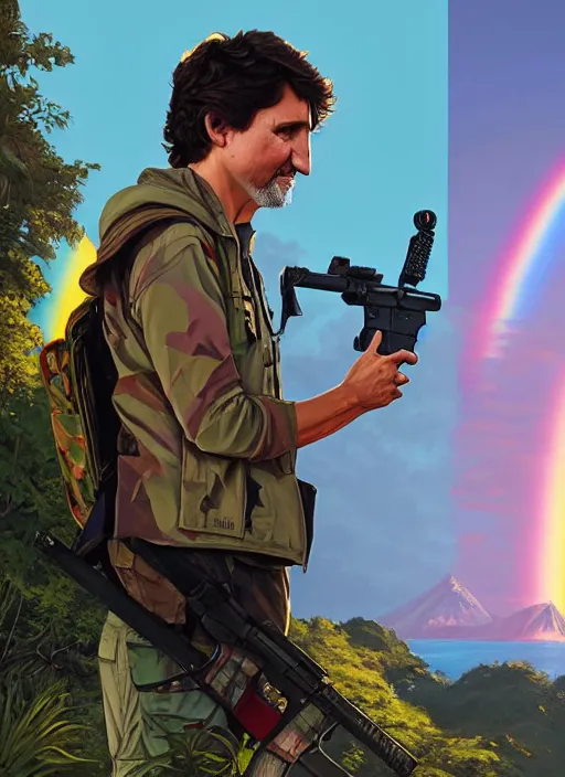 highly detailed portrait justin trudeau in ( ( rainbow | Stable ...