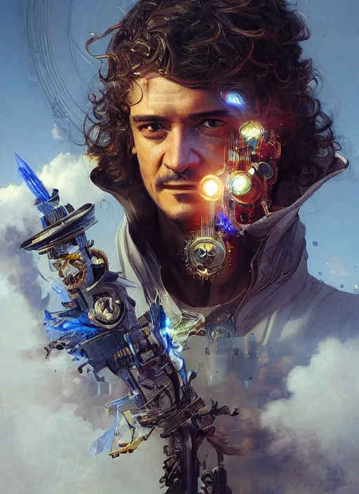 orlando bloom as a clockwork cyborg, digital art by | Stable Diffusion ...