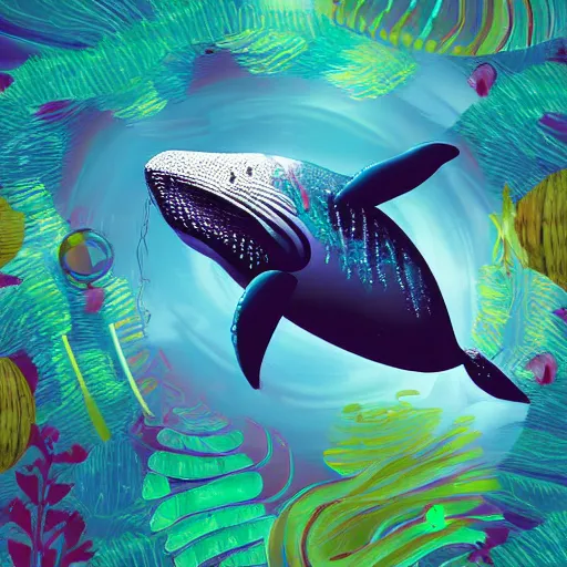 a fancy whale wearing kelp leis and dancing with | Stable Diffusion ...