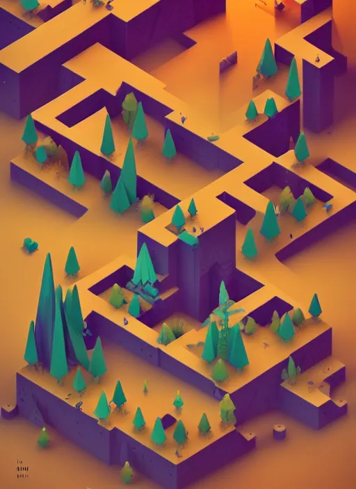 a low poly isometric render of horizon zero dawn in | Stable Diffusion ...