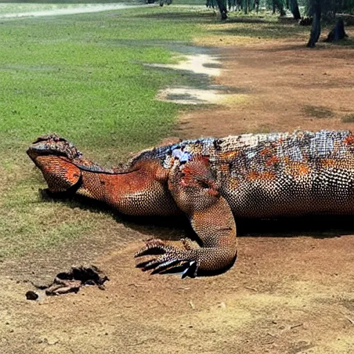 An enormous monitor lizard made of fire. It has wings | Stable Diffusion