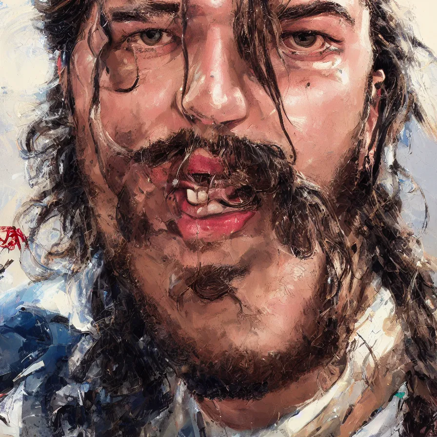 portrait of Post Malone, concept art oil painting by | Stable Diffusion ...