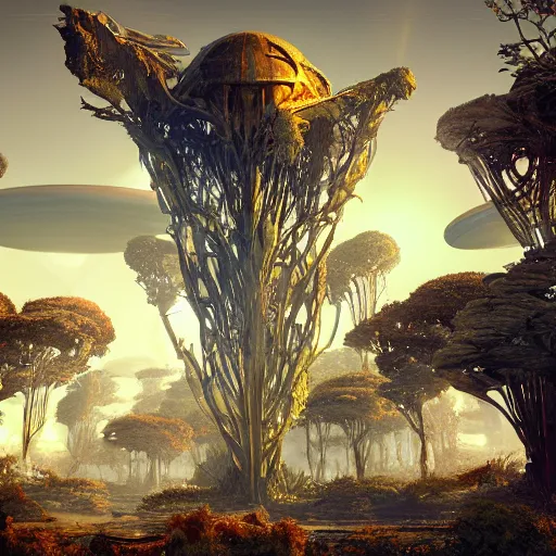 overgrown alien organic skyline cryengine render by | Stable Diffusion