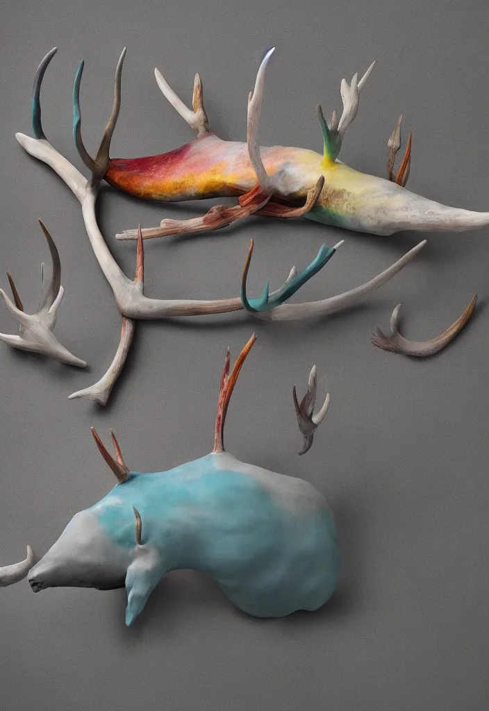 vibrant colors. delicate animal innards, antlers white | Stable ...