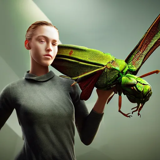 a girl holding a giant grasshopper, photoreal, | Stable Diffusion | OpenArt