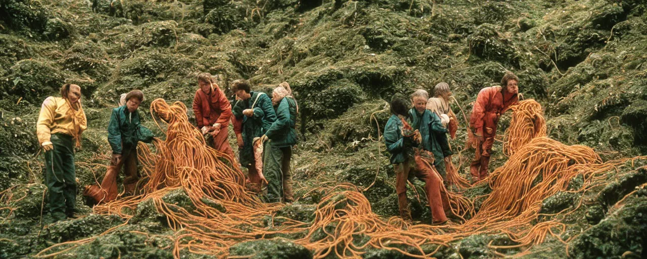the first humans discovering spaghetti on a mountain | Stable Diffusion ...