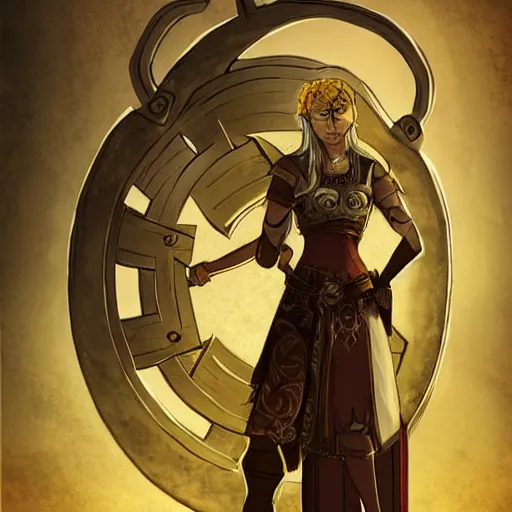 a Norse shieldmaiden standing protectively over a | Stable Diffusion ...