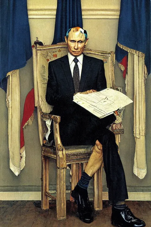 vladimir putin. masonic painting by norman rockwell | Stable Diffusion ...