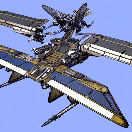 a mechanized dragonfly with wings spread out, 3 | Stable Diffusion