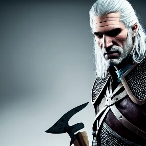 Geralt witcher as a butcher with axe in his hand, shot | Stable ...