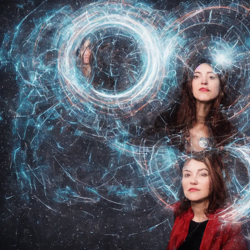 a woman in the middle of a time vortex while time | Stable Diffusion | OpenArt