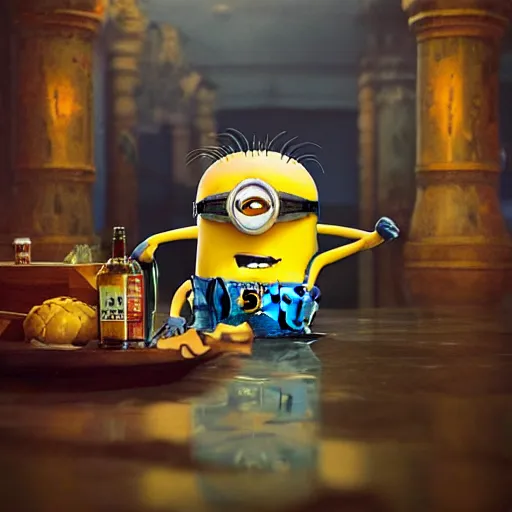 an epic painting minion, drinking vodka in russia with | Stable Diffusion
