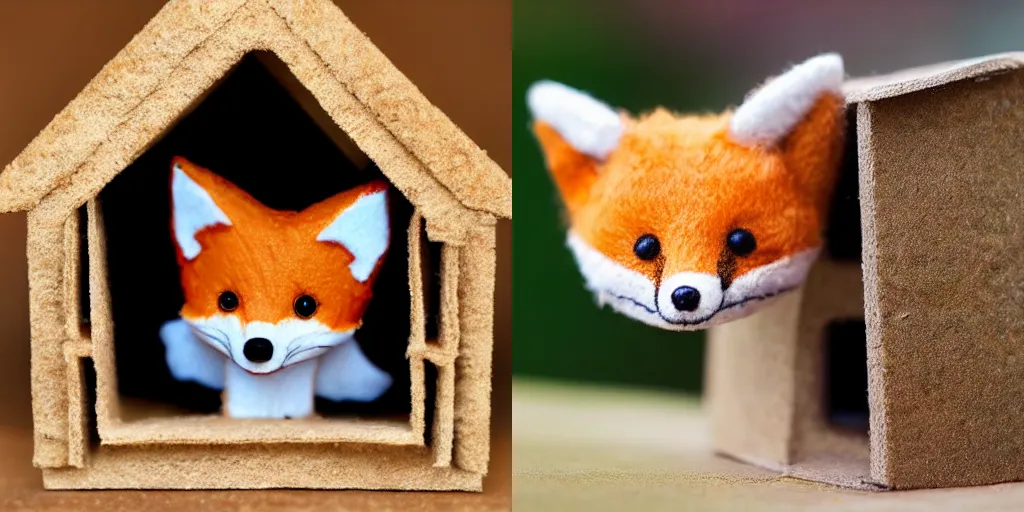 a tiny fox living in a house made out of a cheeseburger | Stable ...