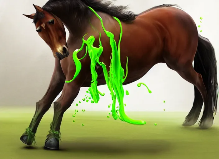 concept art of horse with a slime, carrying a saddle | Stable Diffusion ...