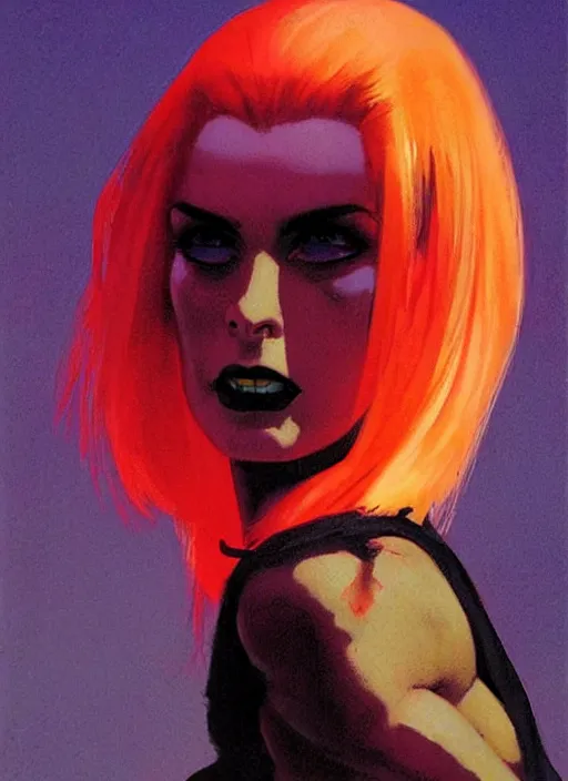 portrait of female evil android, neon hair, glowing | Stable Diffusion ...