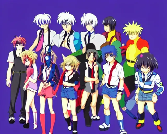 group of 9 0's anime characters | Stable Diffusion | OpenArt