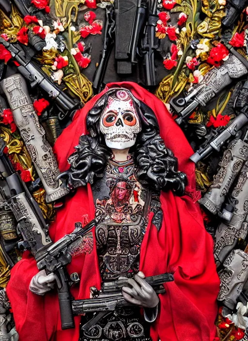 Mexican masterpiece of santa muerte with the book of | Stable Diffusion