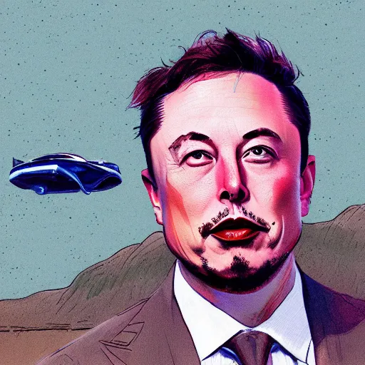 an ilustration in pastel colors of elon musk arriving | Stable ...