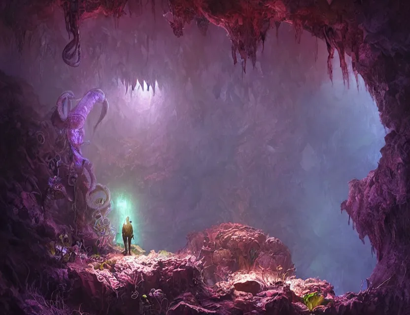 an adventurer in a lovecraftian eldritch cave with | Stable Diffusion | OpenArt