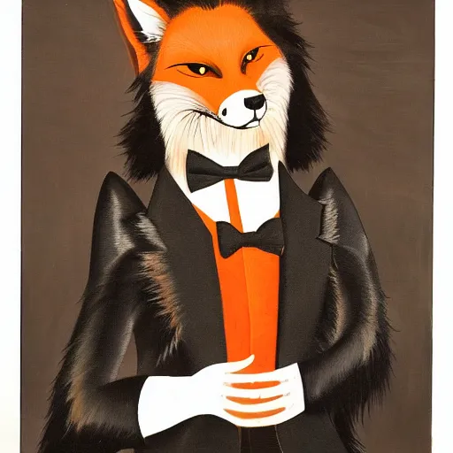 portrait of a male anthro black fox furry fursona with | Stable ...