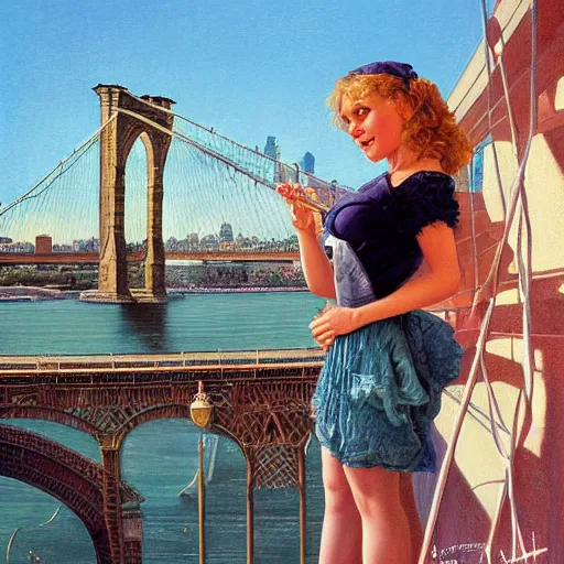 tuesday weld visits the brooklyn bridge by francine | Stable Diffusion ...