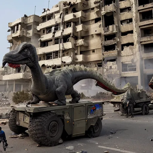 dinosaurs equipped with gun turrets and missile | Stable Diffusion ...